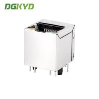 China 180 Degree Top Entry RJ45 Connector with Transformer PCB Mount 1x1 8P8C Shielded for sale