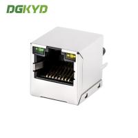 China 180 Degree Top Entry RJ45 Connector with Transformer PCB Mount 1x1 8P8C Shielded for sale