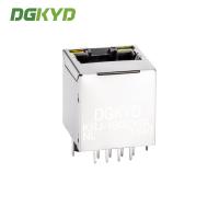 China Vertical 180 Degree Shielded RJ45 Connector Jack With Magnetics 8P8C 1x1 Gold 6u for sale