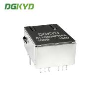 China RJ45 Single Port Connector CAT5 Gigabit Integrated Filter with LED 30u Gold Plating for sale
