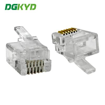 China RJ11 6P6C Modular Connector Shielded 1 Port Side Entry Through Hole Gold 1u for sale