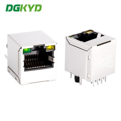 China KRJ-184GYPOENL 180° Top Entry RJ45 LAN Jack with PoE - 8-Position Single Port Connector for 100 BASE-T Networks for sale