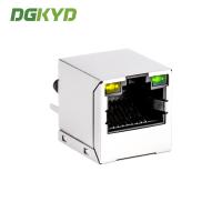 China Custom 180 Degree Top Entry EMI 8P8C RJ45 Jack Cat5 Ethernet Connector with POE 1x1 for sale