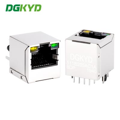 China 100Mbps RJ45 Connector 180 Degree Vertical Ethernet Port with PoE Direct Insertion 8P8C for sale