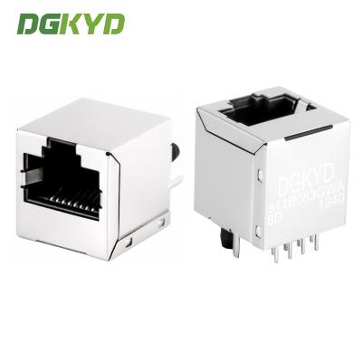 China RJ45 Network Port Connector 100Mbps Integrated Transformer Vertical DGKYD511B083GWA8D for sale
