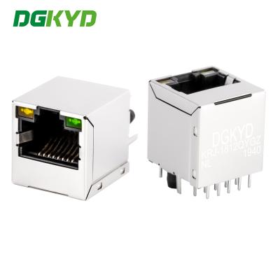 China KRJ-1812QYGZNL Gigabit Magnetic RJ45 Jack 1000Base-T Shielded Connector 1x1 Port for sale
