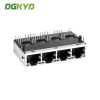 China 4 Port Gigabit RJ45 Modular Jack with Filter 1000BASE-T Industrial Ethernet Connector for sale