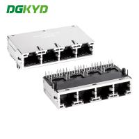 China 4 Port Gigabit RJ45 Modular Jack with Filter 1000BASE-T Industrial Ethernet Connector for sale