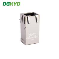 China KRJ-339GYENL Single Port Gigabit RJ45 Connector with LED Strip 33.0mm Shielded Network Socket for sale