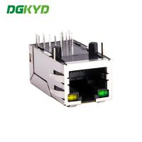China KRJ-339GYENL Single Port Gigabit RJ45 Connector with LED Strip 33.0mm Shielded Network Socket for sale