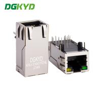 China KRJ-339GYENL Single Port Gigabit RJ45 Connector with LED Strip 33.0mm Shielded Network Socket for sale