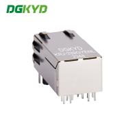 China KRJ-339GYENL Single Port Gigabit RJ45 Connector with LED Strip 33.0mm Shielded Network Socket for sale