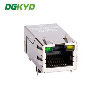 China KRJ-339GYENL Single Port Gigabit RJ45 Connector with LED Strip 33.0mm Shielded Network Socket for sale