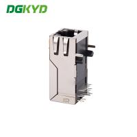 China KRJ-339GYENL Single Port Gigabit RJ45 Connector with LED Strip 33.0mm Shielded Network Socket for sale