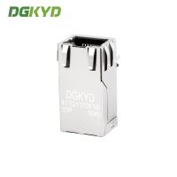 China Gigabit PoE RJ45 Single Port 12 Pin Connector with LED Green Orange Yellow Shielded for sale