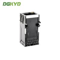 China Gigabit PoE RJ45 Single Port 12 Pin Connector with LED Green Orange Yellow Shielded for sale