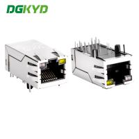 China Gigabit PoE RJ45 Single Port 12 Pin Connector with LED Green Orange Yellow Shielded for sale