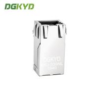 China Cat6 Gigabit RJ45 Shielded Connector with Integrated Magnetics 33mm Length KRJ-339NL for sale