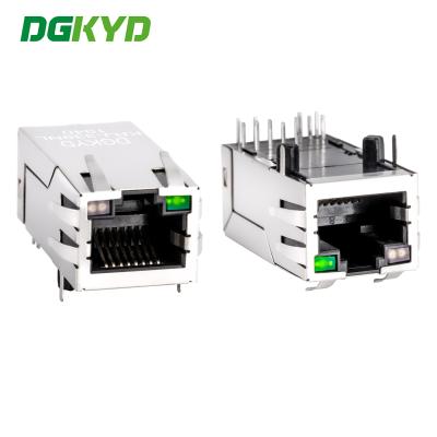 China Cat6 Gigabit RJ45 Shielded Connector with Integrated Magnetics 33mm Length KRJ-339NL for sale