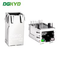 China RJ45 Single Port Filter Network Connector with LED and Shield PBT 8P8C Right Angle for sale