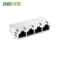 China Gigabit Network Socket 4-Port RJ45 Connector with 1000 BASE-TX Speed and Gold 6μ Plating - KRJ-2513NL for sale