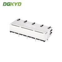 China Gigabit Network Socket 4-Port RJ45 Connector with 1000 BASE-TX Speed and Gold 6μ Plating - KRJ-2513NL for sale