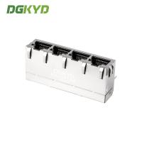 China Gigabit Network Socket 4-Port RJ45 Connector with 1000 BASE-TX Speed and Gold 6μ Plating - KRJ-2513NL for sale