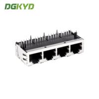 China Gigabit Network Socket 4-Port RJ45 Connector with 1000 BASE-TX Speed and Gold 6μ Plating - KRJ-2513NL for sale
