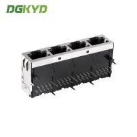 China Gigabit Network Socket 4-Port RJ45 Connector with 1000 BASE-TX Speed and Gold 6μ Plating - KRJ-2513NL for sale