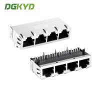China Gigabit Network Socket 4-Port RJ45 Connector with 1000 BASE-TX Speed and Gold 6μ Plating - KRJ-2513NL for sale