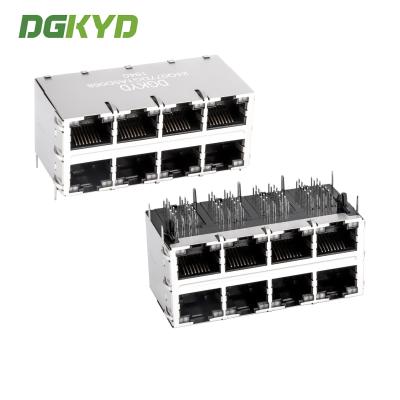China Custom Dual Deck 2x4 RJ45 Connector with Cat6 Speed Performance and Side Entry Mount for sale