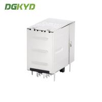 China 100 Base-T Stacked 2 Port RJ45 Jack Module With Magnetic Right Angle Ethernet Filter for sale