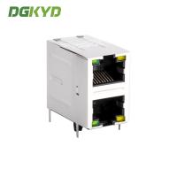 China 100 Base-T Stacked 2 Port RJ45 Jack Module With Magnetic Right Angle Ethernet Filter for sale