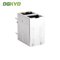 China 100 Base-T Stacked 2 Port RJ45 Jack Module With Magnetic Right Angle Ethernet Filter for sale