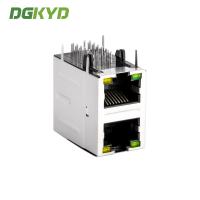 China 100 Base-T Stacked 2 Port RJ45 Jack Module With Magnetic Right Angle Ethernet Filter for sale