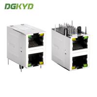 China 100 Base-T Stacked 2 Port RJ45 Jack Module With Magnetic Right Angle Ethernet Filter for sale