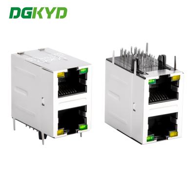 China 2x1 Dual Port RJ45 Connector 1000BASE-T Gigabit Ethernet with Filter 10 Pin CAT6 for sale