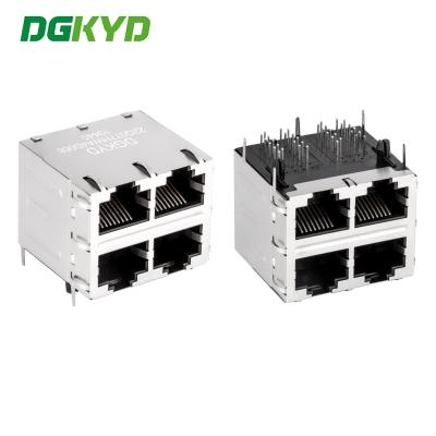 China RJ45 Connector Modular Jack with Internal Magnetics 2X2 Port Configuration CAT6 Compatible for sale