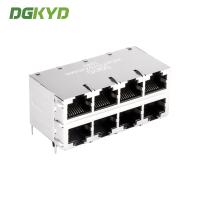 China 8 Port Gigabit Ethernet RJ45 Connector with Magnetics 2X4 Dual Deck 10 Positions Through Hole for sale