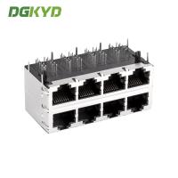 China 8 Port Gigabit Ethernet RJ45 Connector with Magnetics 2X4 Dual Deck 10 Positions Through Hole for sale