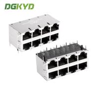 China 8 Port Gigabit Ethernet RJ45 Connector with Magnetics 2X4 Dual Deck 10 Positions Through Hole for sale