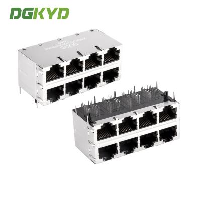 China 8 Port Gigabit Ethernet RJ45 Connector with Magnetics 2X4 Dual Deck 10 Positions Through Hole for sale