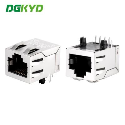 China Shielded Single Port RJ45 PCB Connector with Transformer for Megabit Ethernet for sale