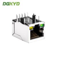 China Single Port Gigabit Ethernet 10 Pins PCB Shielded RJ45 Modular Jack with Green/Yellow LED for sale