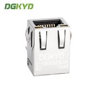 China RJ45 Modular Jack with Gold Plating 6u Single Port and LED for PCB Applications for sale