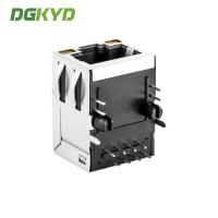 China RJ45 Modular Jack with Gold Plating 6u Single Port and LED for PCB Applications for sale
