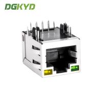 China RJ45 Modular Jack with Gold Plating 6u Single Port and LED for PCB Applications for sale