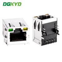 China RJ45 Modular Jack with Gold Plating 6u Single Port and LED for PCB Applications for sale