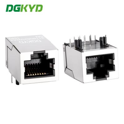 China 100Mbps RJ45 Shielded Connector with 6U Gold Plating and Integrated Transformer for sale
