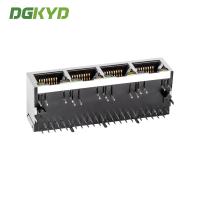 China Metal Shielded Four Port RJ45 Modular Jack 1000 Base-Tx with LED and PCB Mount for sale